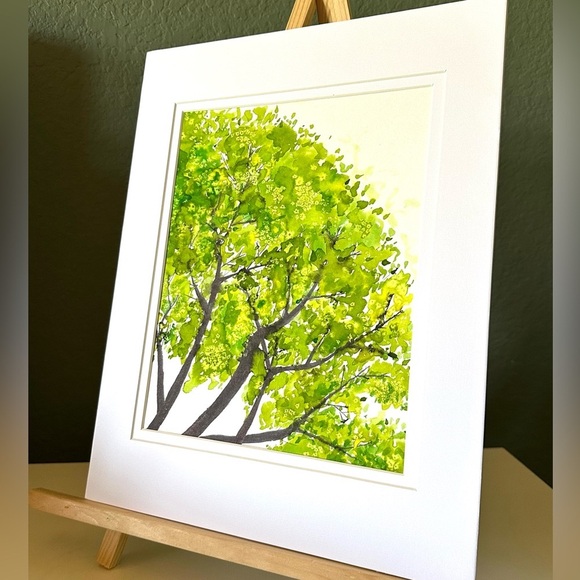 Art | Handmade New Green Tree Watercolor Art | Poshmark